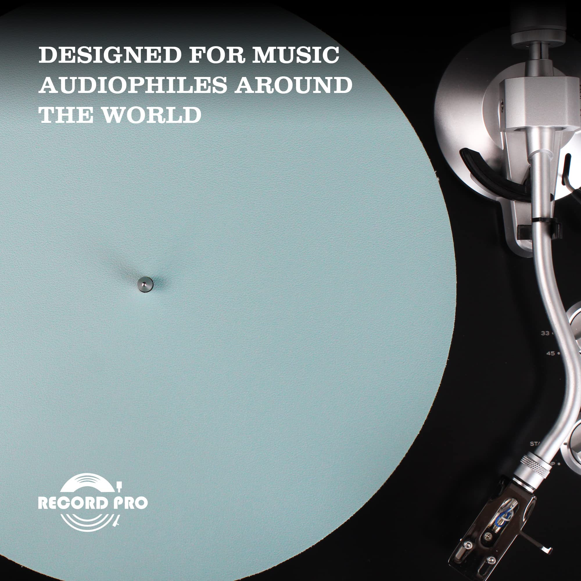 Record Master PU Leather Turntable Mat for Vinyl LP Record Players,Turntable Slipmat Help Reduce Noise Due to Static and Dust. Light Green