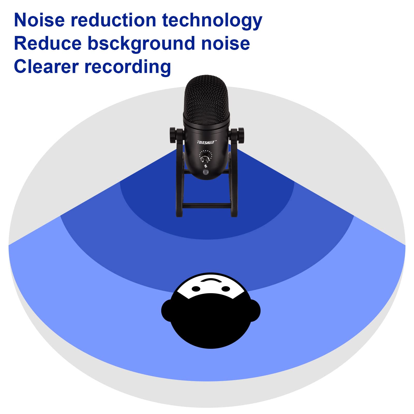 Tonshen USB Podcast Microphone Condenser Microphone for PC and Laptop Podcast Equipment Bundle Gaming Mic Studio Microphone for Singing, Vocal Recording, Streaming Supercardioid Pickup Pattern
