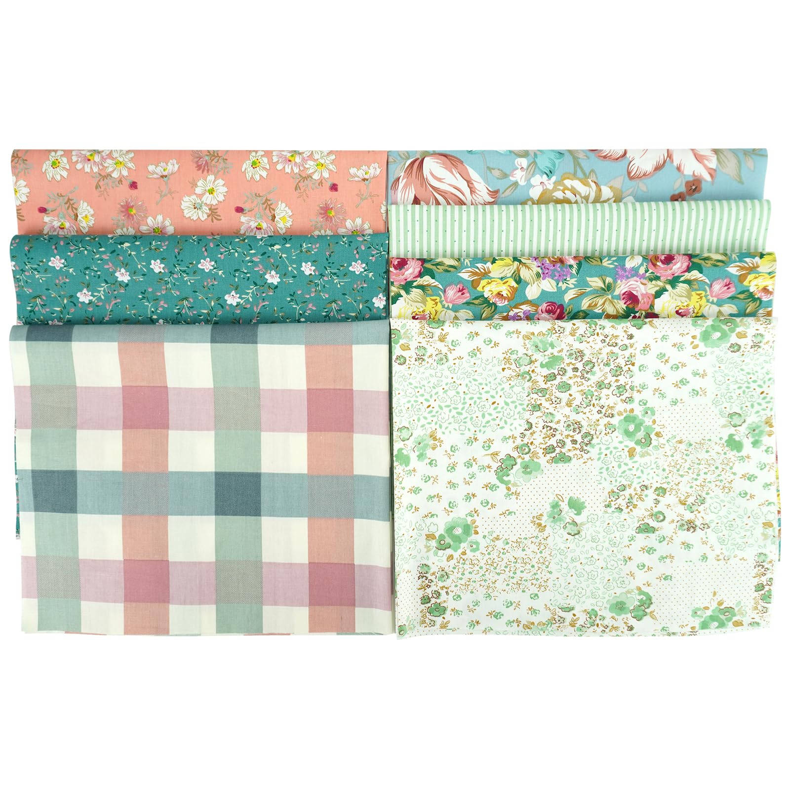 Mililanyo 7 Pieces Cotton Fabric 18 x 22 Inches Precut Patchwork Fabric Set Fat Quarter Bundles for Sewing Quilting Crafting (Peony Lily)