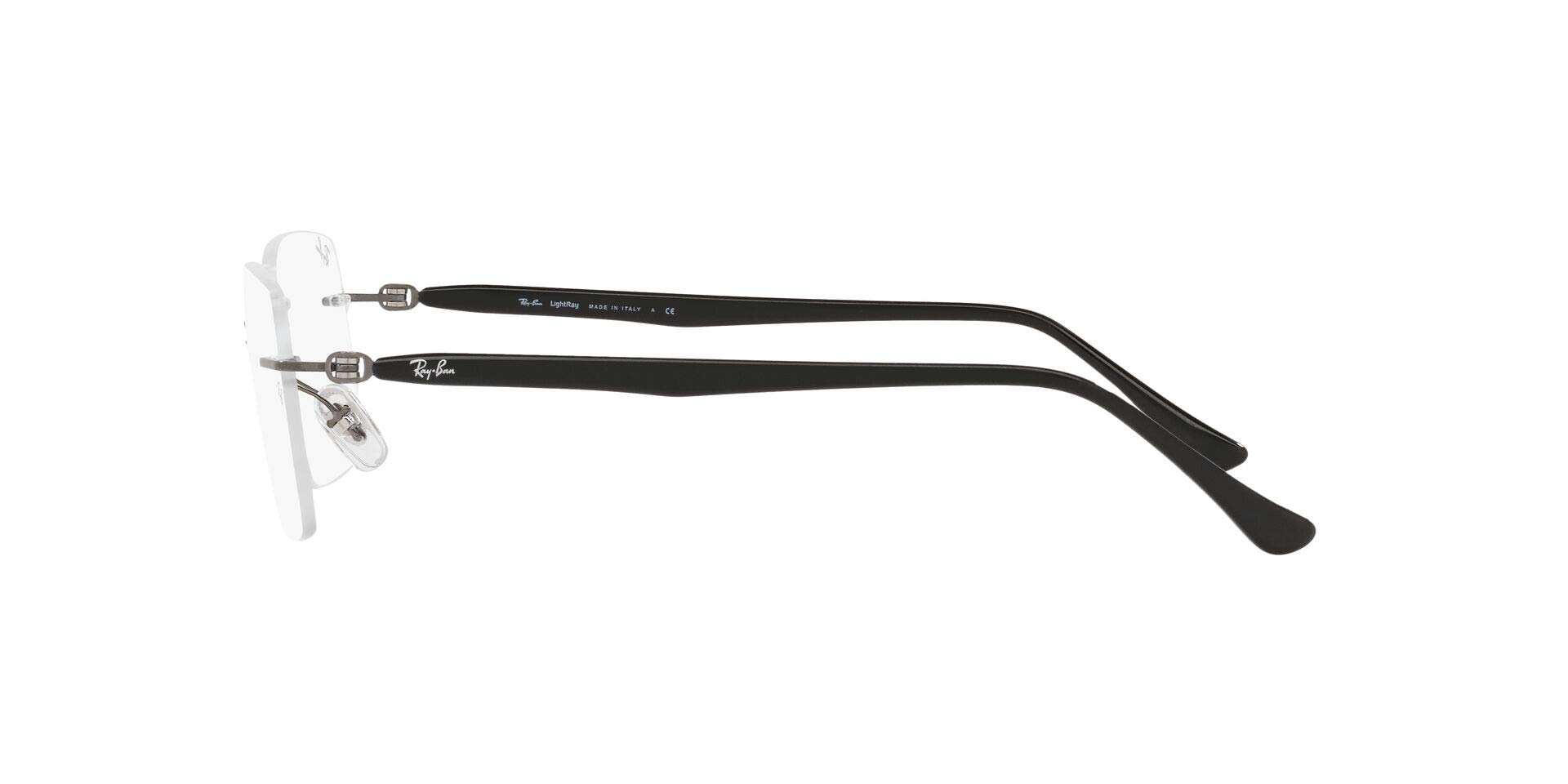 Ray-Ban RX8767 Titanium Rectangular Prescription Eyeglass Frames, Black On Gunmetal/Demo Lens, 53 mm