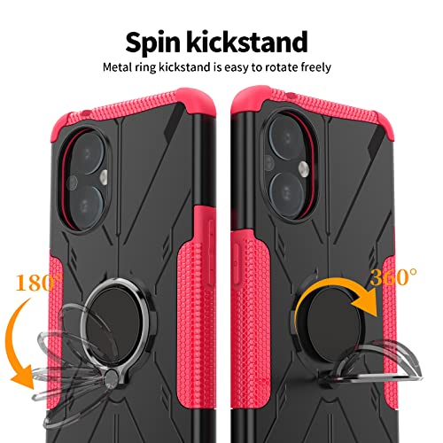 Military Case for OnePlus Nord N20 Tough Rugged Dual Layer Case Hybrid Cover with 360°Ring Holder Kickstand for OnePlus Nord N20