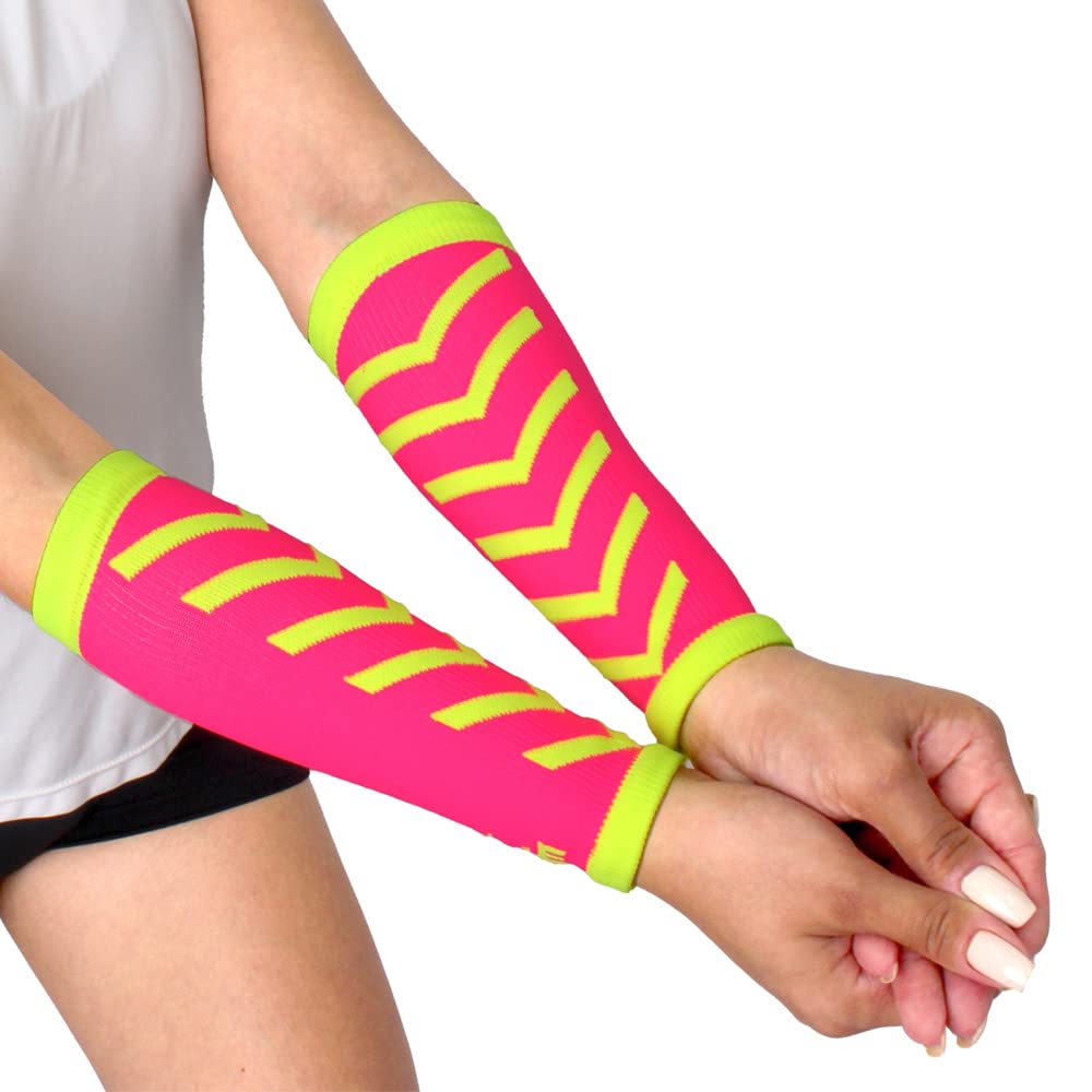 Muvin Arrow Volleyball Arm Sleeves - Compression, Forearm Protection for Ball Impact and Floor Burn - Men & Women (Black, S/M)