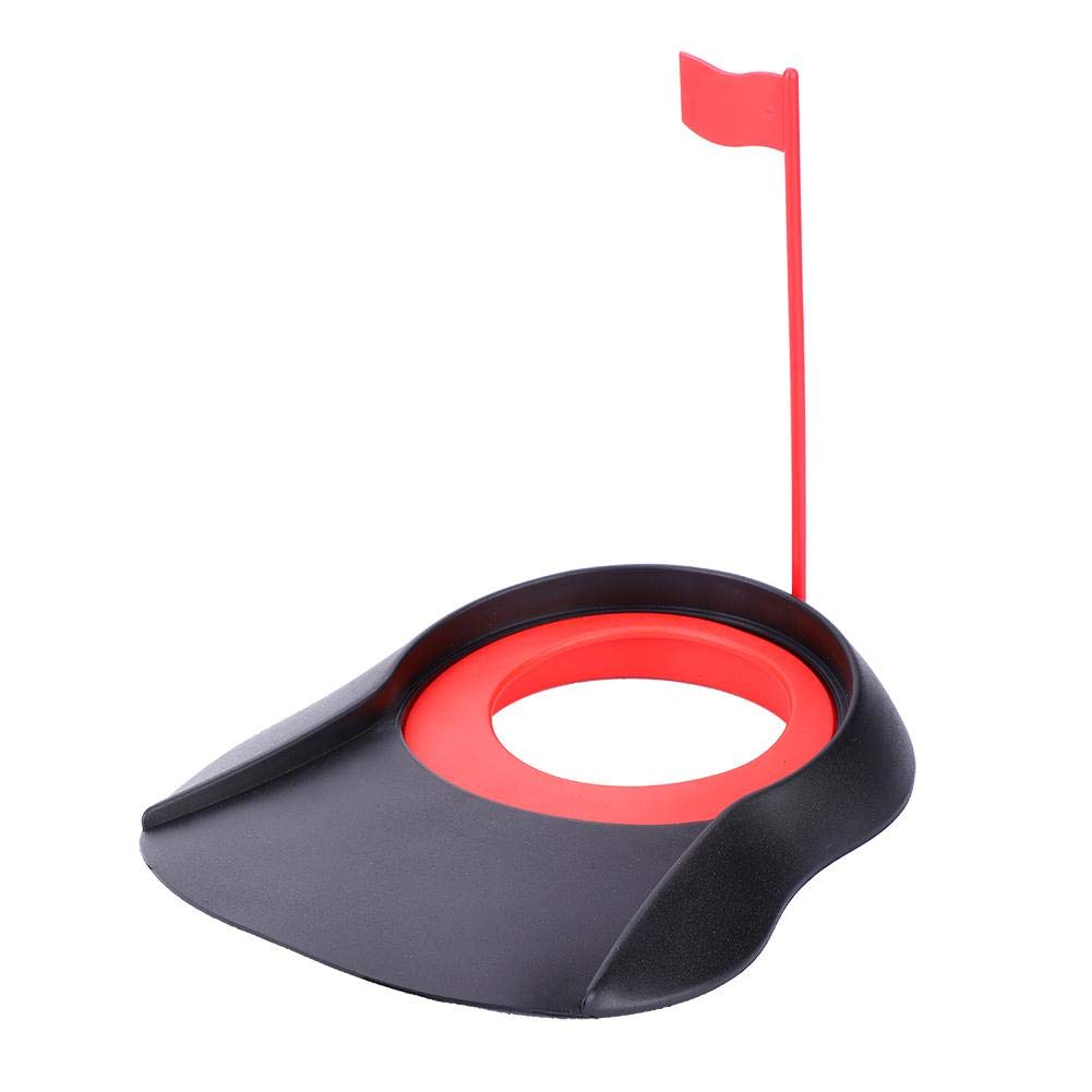 Mootea Putter Trainer, Putting Cup Hole Putter Plastic Practice Trainer Aid Flag Regulation-Sized 1Set for Golf Indoor Outdoor(B-Red)