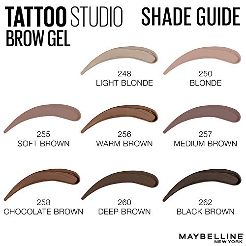 Maybelline TattooStudio Waterproof Eyebrow Gel Makeup, Medium Brown, 1 Count