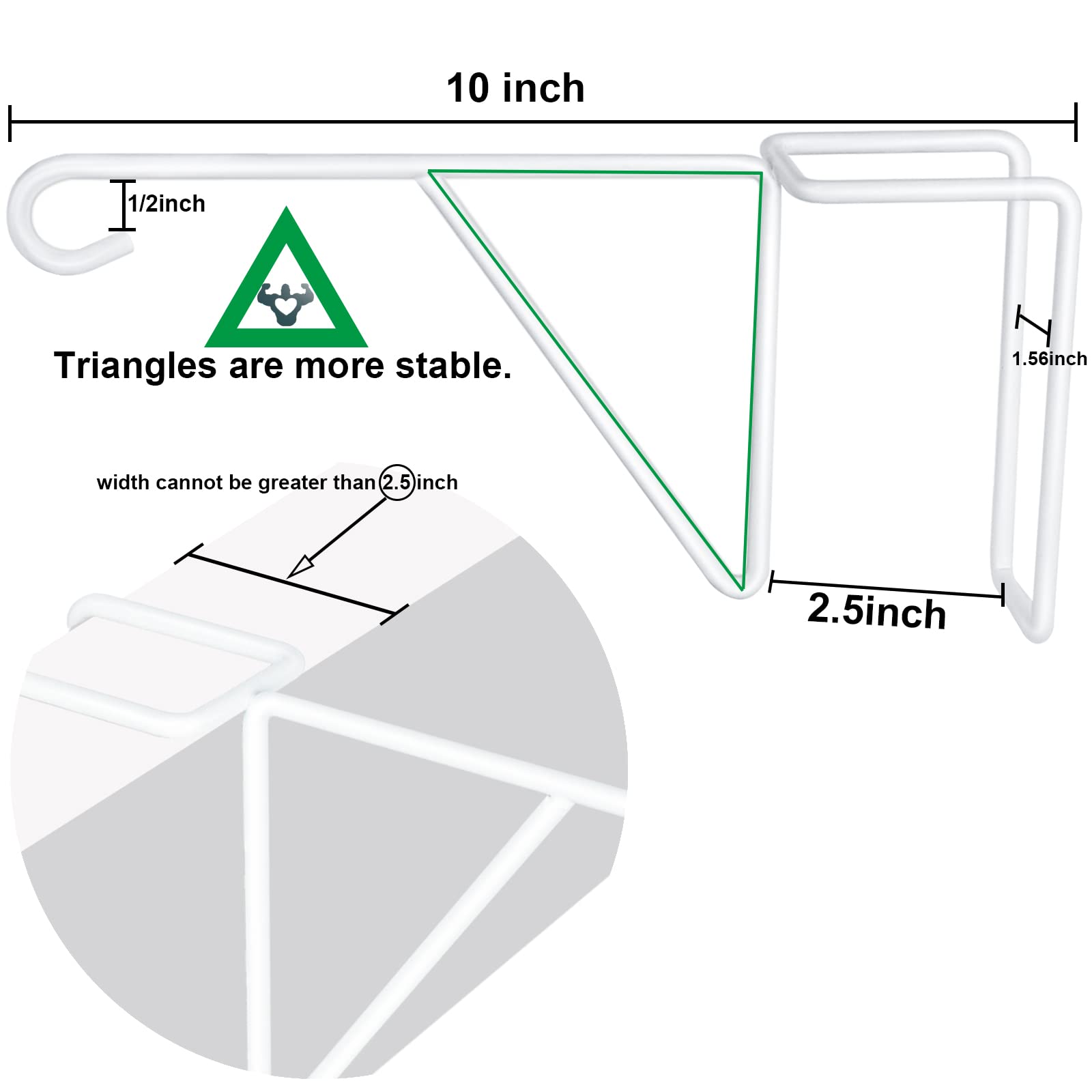 Zacool Vinyl Fence Hooks-4 Pack 5 x 10 Inches Heavy Duty White Patio Hooks Coated Steel Fence Hangers for Hanging Plants Bird Feeders,Lights,Basket,Pool Tools