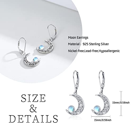Moon Earrings 925 Sterling Silver Moonstone Earrings For Women Celtic Moon Dangle Earring Jewelry Gifts For Women