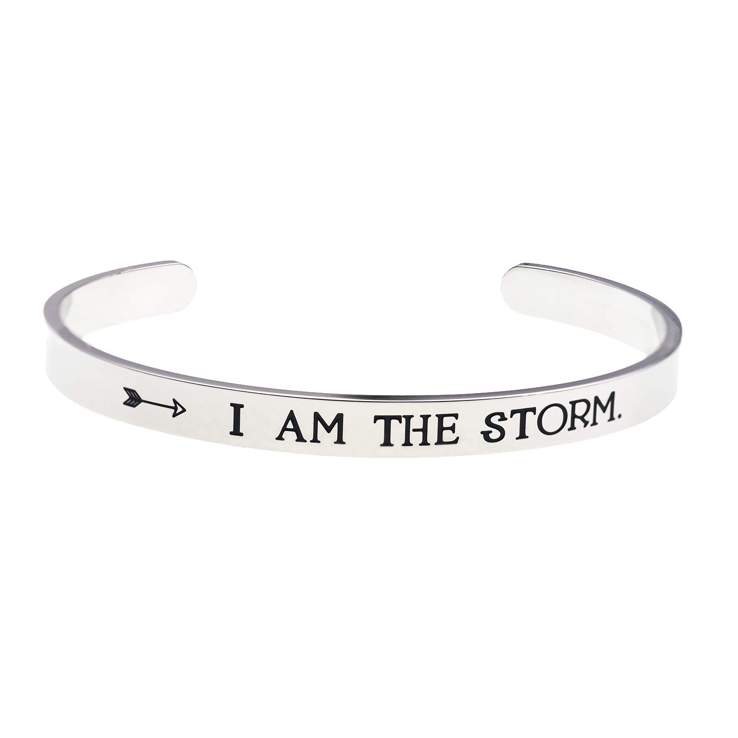 LParkin I AM THE STORM Inspirational Bracelets for Women Empowering Jewelry Motivating Cancer Survivor Gift (Cuff)