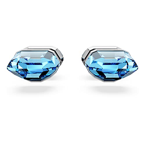 SWAROVSKI Lucent Pierced Stud Earrings, Bright Blue Crystals on a Rhodium Finished Setting, Part of the Swarovski Lucent Collection