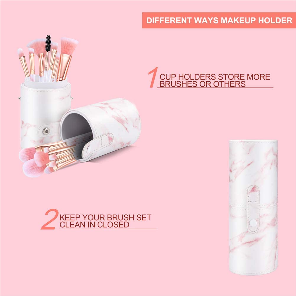 Makeup Brushes Set DUAIU 16PCS Marble Make up Brushes Foundation Eyeshadow Concealer Eyebrow Blush Face Mask Brush Set With Gift Box Make Up Tool(Pink)