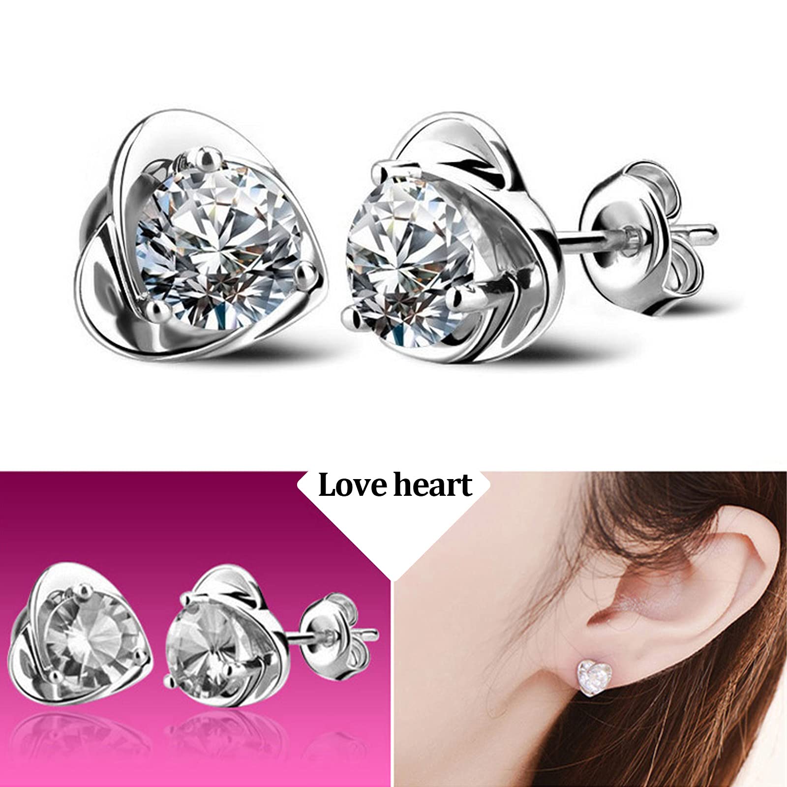 s925 Sterling Silver Stud Earrings Hetero-Shaped Earrings Set Zircon Earrings Hypoallergenic Stud Earrings