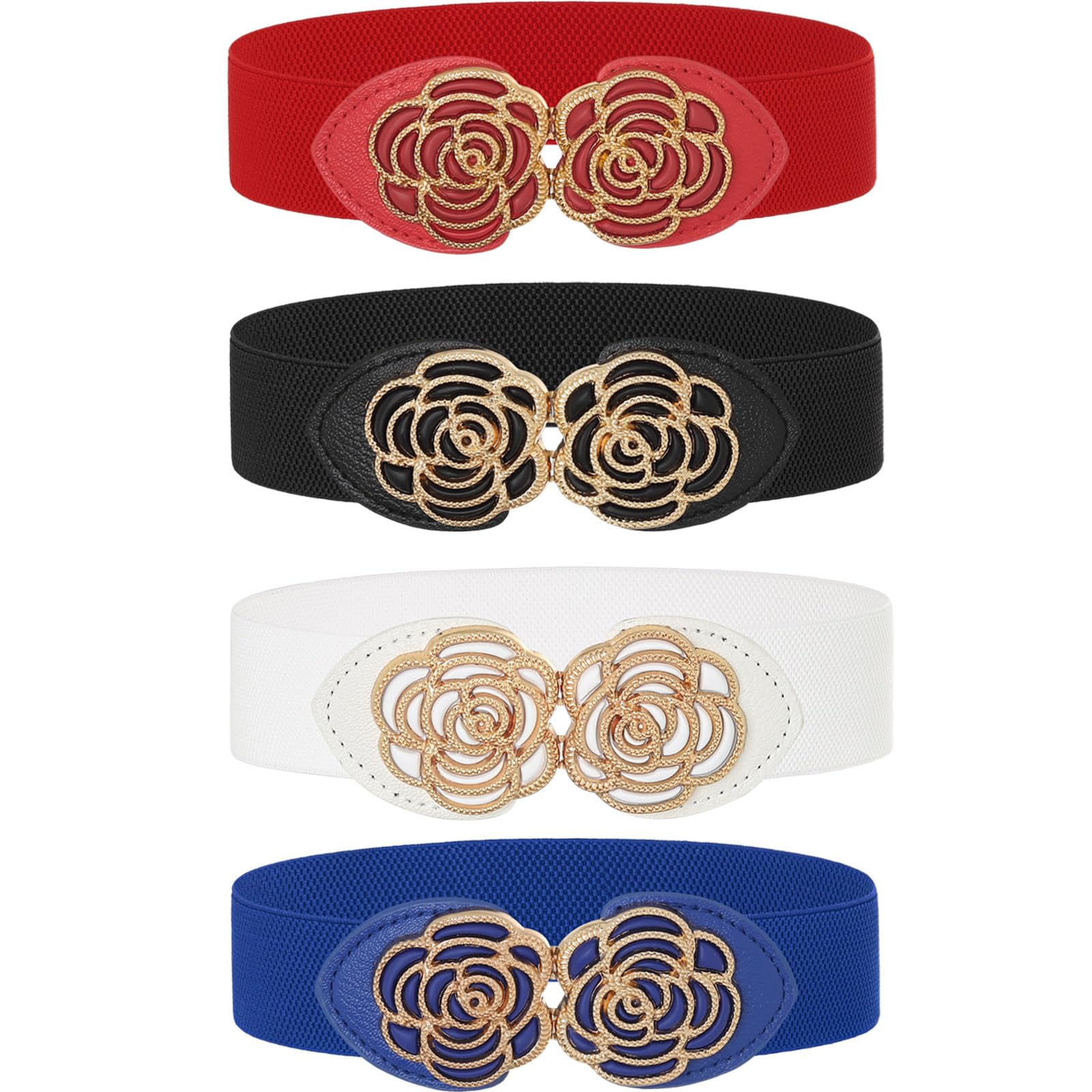 Wriidy Stretch Belt Black Flower Elastic Belt Women Fancy Girls Waist Accessories for Dress