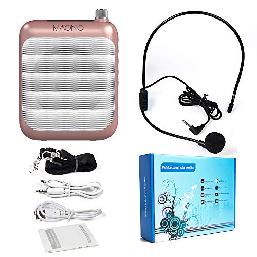 MAONO Voice Amplifier, Portable Rechargeable Mini Speaker with Wired Microphone Headset and Waistband, Support FM MP3 TF Card for Teachers, Coaches, Tour Guide, Classroom, Outdoors, C01