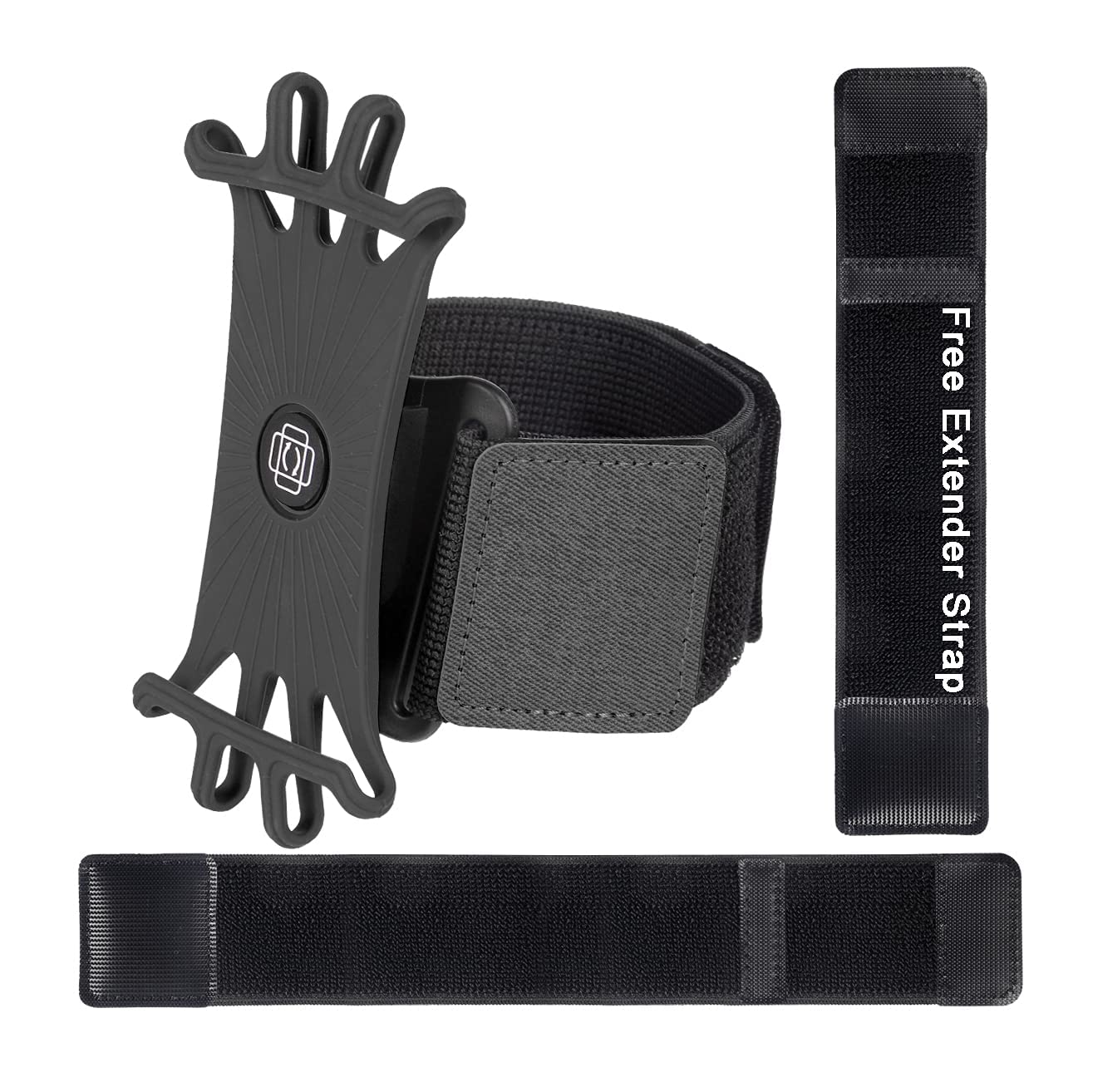 Phone Running Armband Phone Holder, 2 in 1 Arm Band Wrist Band for All iPhone All Samsung Phone All Huawei All Google Xiaomi LG (Black, fits for 4.0'' - 7.0'' Smartphone, with Free Extender Strap)