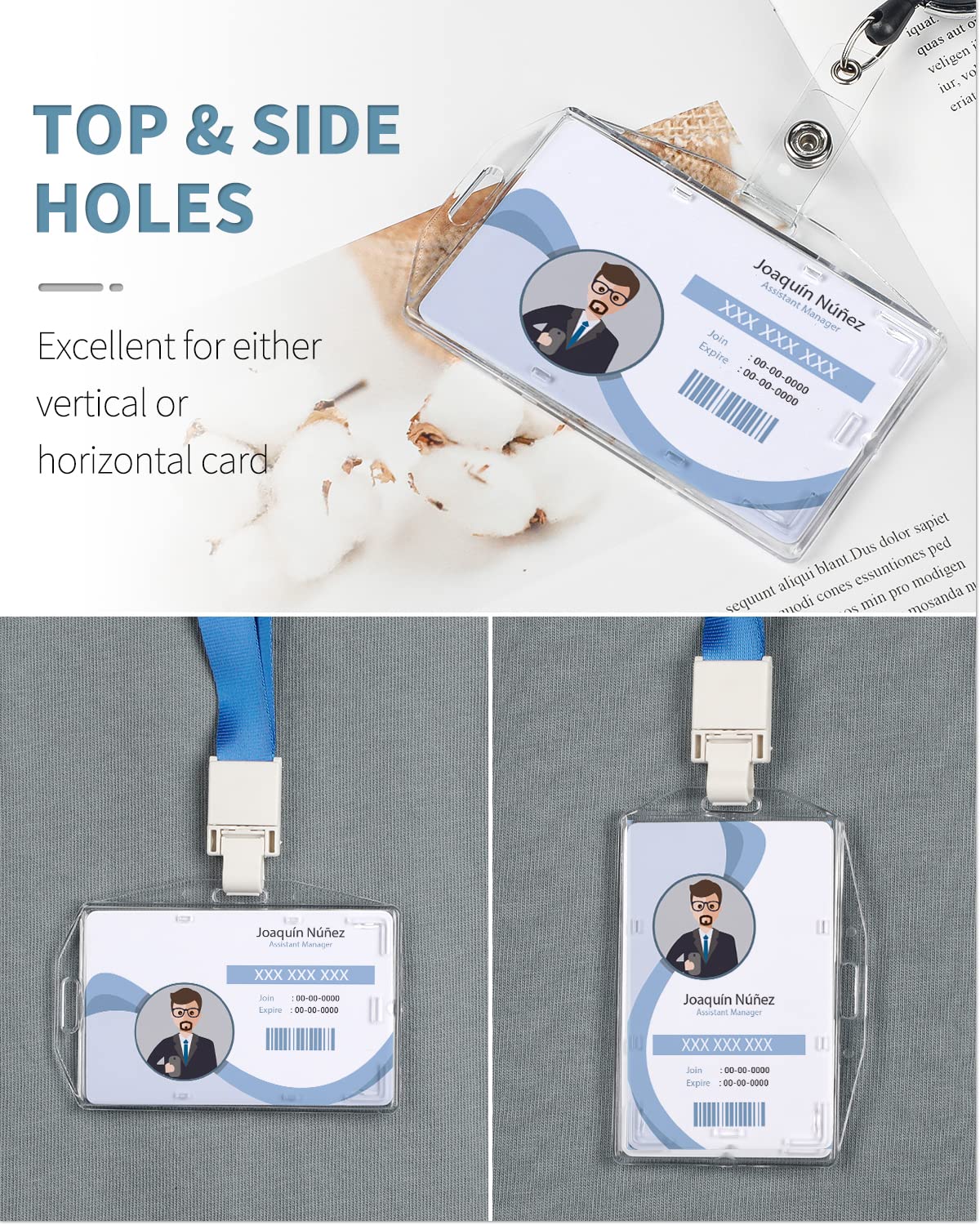 Pawfly 5 Pack Vertical and Horizontal 1-Card Badge Holder with Thumb Slot Single Card Hard Transparent PC Case Protector for Office School ID Credit Card Driver’s License and Pass