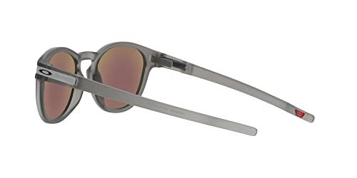 Oakley Men's Oo9349 Latch Low Bridge Fit Round Sunglasses, Matte Grey Ink/Prizm Sapphire Polarized, 53 mm