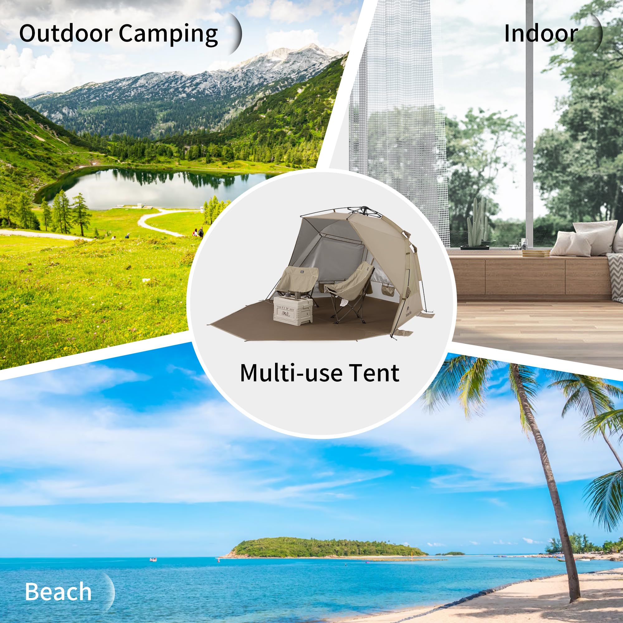 Naturehike Outdoor Camping Sun Shelter Beach Tarp Awning Waterproof Carp Fishing Bivvy Shelter (White)