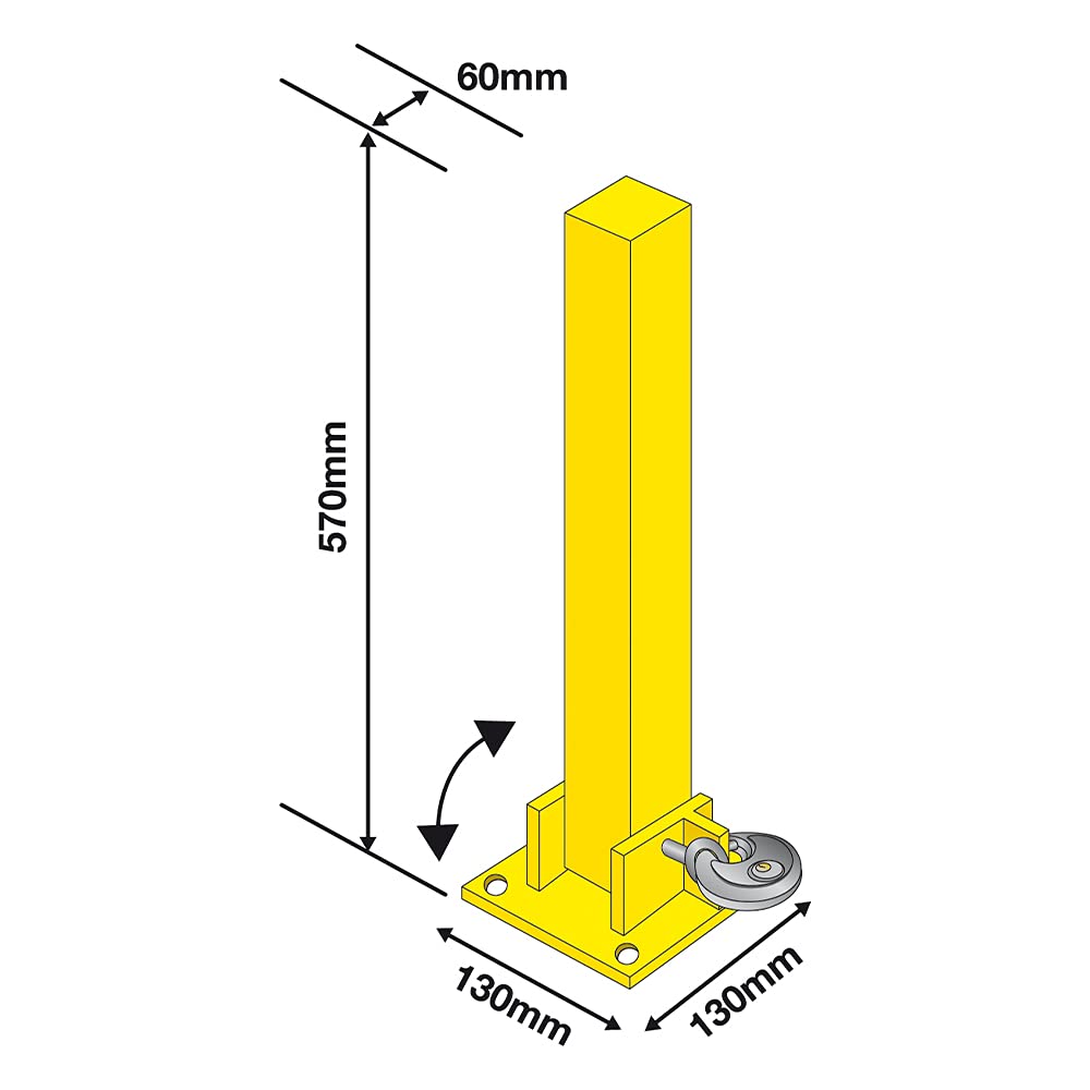 Maypole Heavy Duty Foldable Security Post Driveways, Carports, Garages Bolt Fixed Type, Yellow
