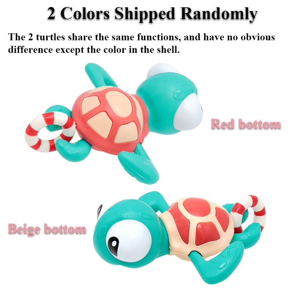 NEXTAKE Pull String Baby Bath Toy Pull & Go Turtle Cute Swimming Turtle Windup Clockwork Bathtub Toy for Toddlers