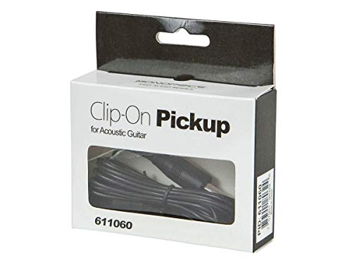 Monoprice Clip On Pickup - 1/4-Inch Straight Plug, Easy Tuning, 8 Foot Cable, Black