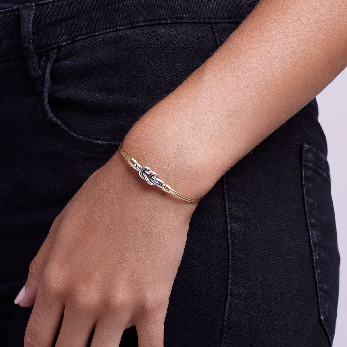 Luca + Danni | Love Knot Bangle Bracelet For Women - Silver Tone Size Petite Made in USA