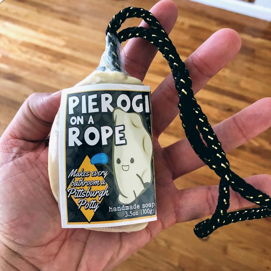 Regent Park Naturals Pierogi on a Rope | Novelty Soap on a Rope | Pittsburgh Theme | 3.5oz