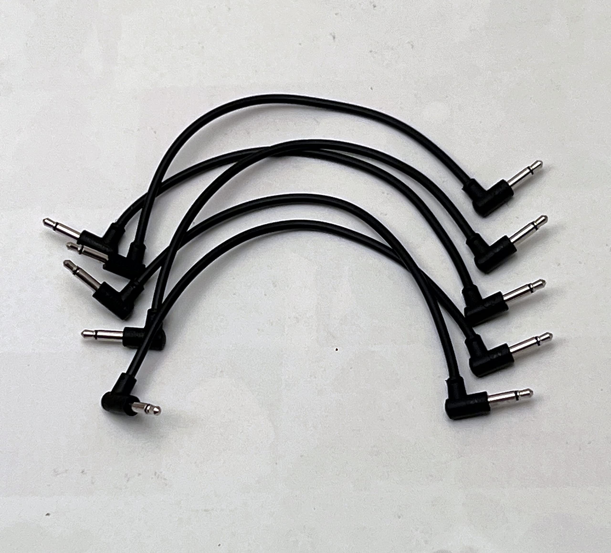 Starving Students Music Supplies Luigis Modular M-PAR Right Angled Eurorack Patch Cables - Package of 5 Black Cables, 6" (15 cm)