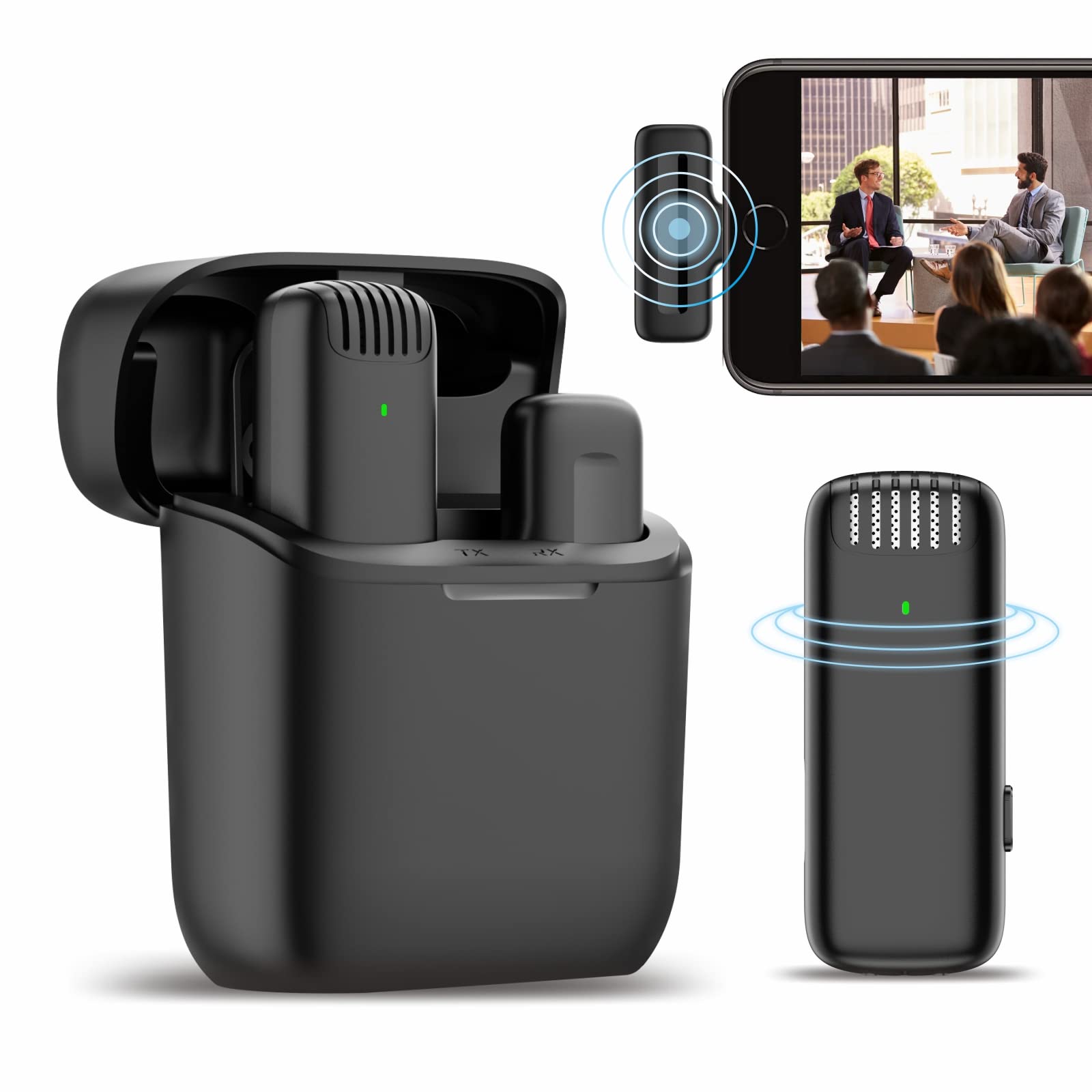 TREACLUB Wireless Lavalier Microphone for iPhone iPad, Plug-Play Lapel Mic with Charging Case for Video Recording, Mini Wireless Mic for TikTok, YouTube, Live Stream, Vlog