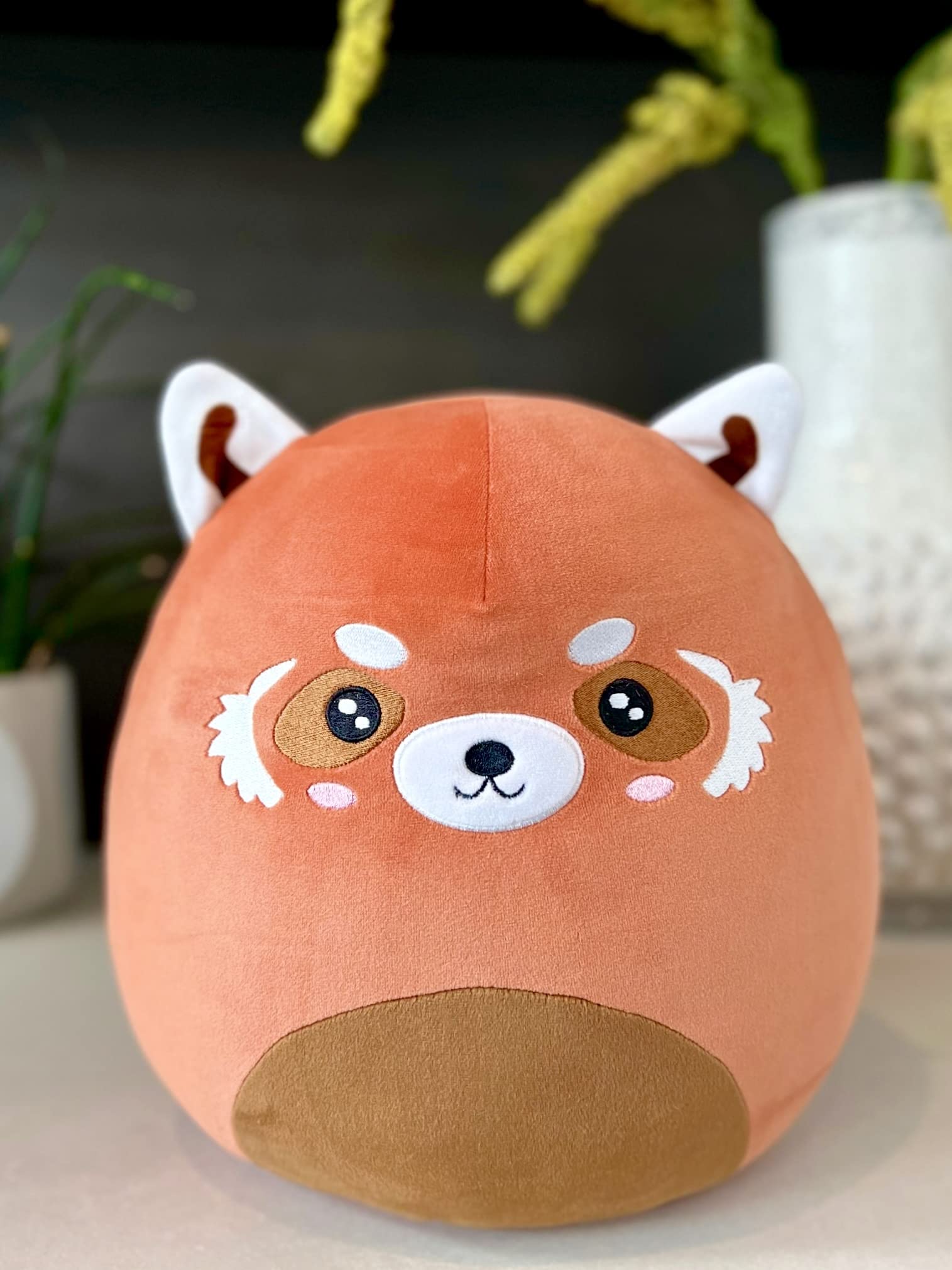 Red Panda Plushie 11 Inches, Plush Doll Toys, Cute Raccoon Stuffed Pillow Round Squishie, Super Soft Red Panda Plush Doll