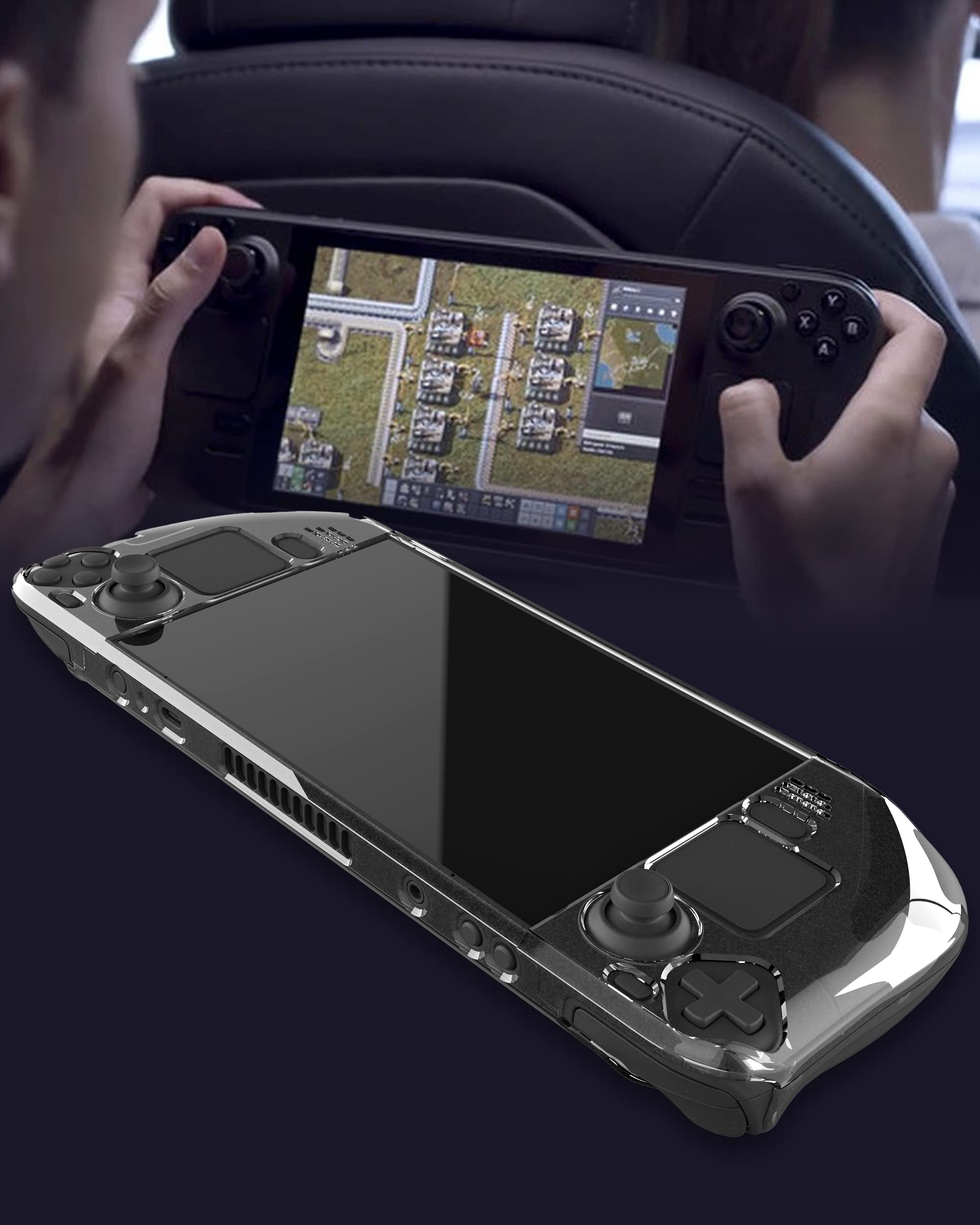 ZAONOOL Protective Case for Steam Deck with HD Screen Protector, Hard Clear PC Case for Steam Deck Game Console, Anti-Scratch & Anti-Collision Design Crystal Cover Case