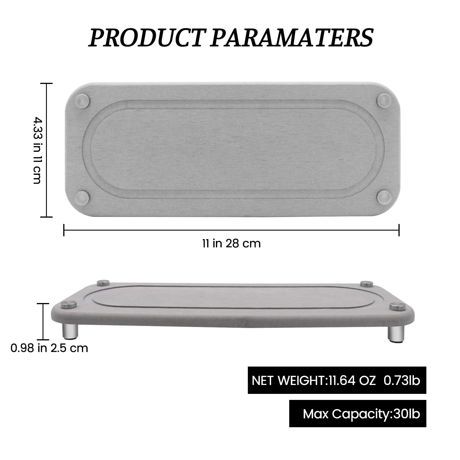 Sink Caddy Instant Dry Kitchen Sink Organizer Sponge Holder for Kitchen Sink Diatomaceous Pedestal Stand Riser with Stainless Steel Feet Protection for Modern Home (Light Grey)