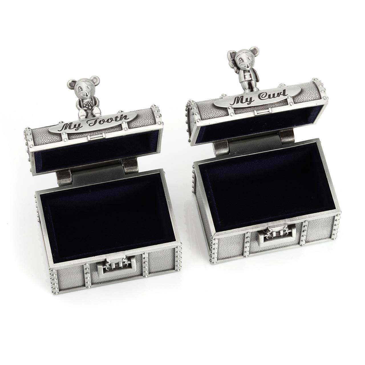 Mogoko Baby Tooth Treasure Chest Box, Silver Tooth Holder and Curl Organizer Set, Cute Teeth Fairy Keepsake Box for Child Kids
