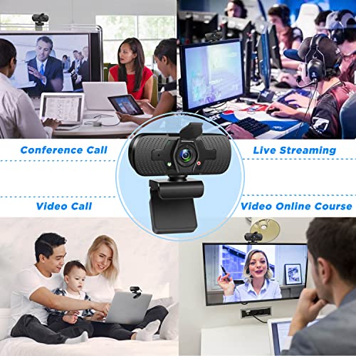 Maylibet Webcam with Microphone/Privacy Cover, External 1080P Wide Angle Streaming HD Web Camera for Desktop Computer Laptop PC Monitor