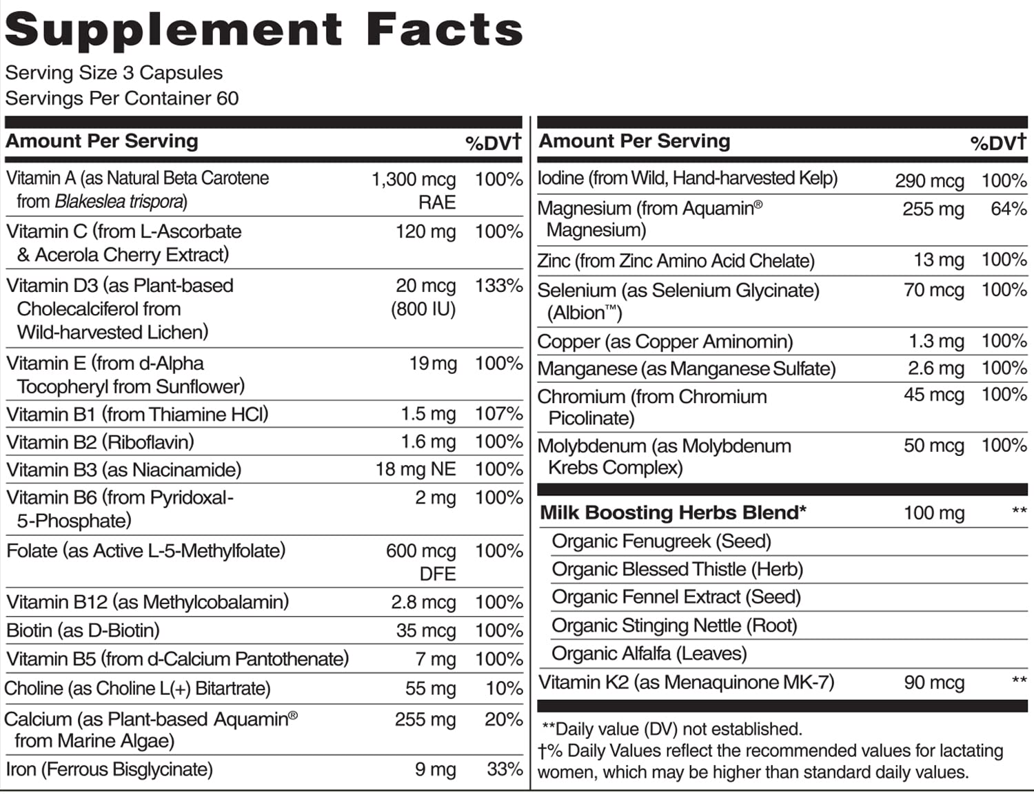 NATURELO Postnatal Multivitamin - Supplement for Breastfeeding Women - Plant-Based Vitamin D, Folate, Gentle Iron - for Nursing Mother, Baby - Post Natal Lactation Support (180 Count (Pack of 1))