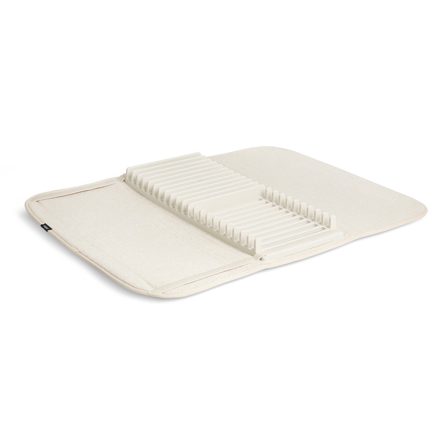 Umbra 330720-354 UDRY Rack and Microfiber Dish Drying Mat-Space-Saving Lightweight Design Folds Up for Easy Storage, Standard, Linen