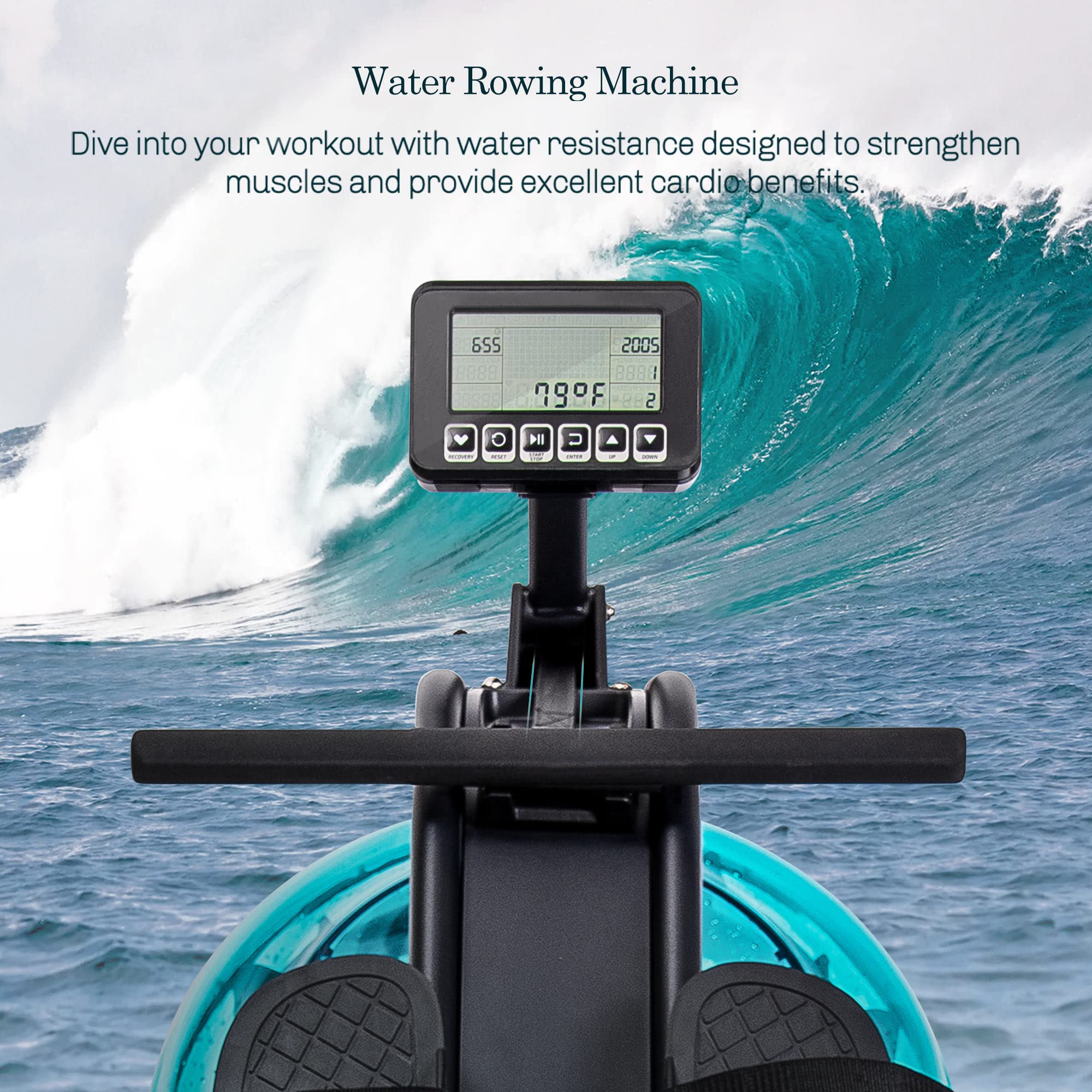 Merax Water Rower Foldable Rowing Machine 400 LBS Home Gym Cardio Fitness Equipment Water Resistance