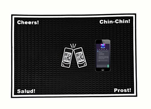 Tequixtum iM@t Bar Spill Mat for Countertop, AI in Your Home Bar with Bartend-AI, Your Own Bartender Assistant! & Cheer Up Spinning The Drink-Roulette on Your Phone/Tablet Scanning QRC Printed on Mat