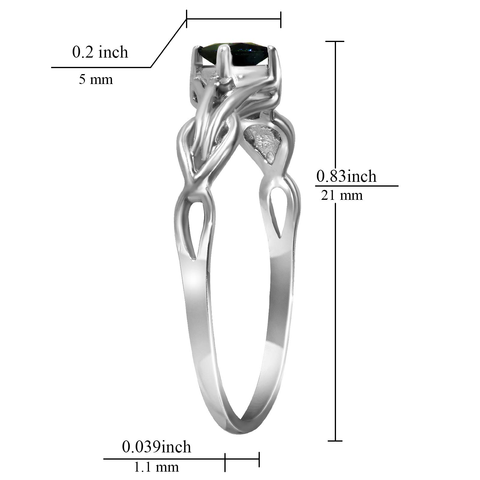 Lurie Jewelry Diamond Sapphire White Gold Ring - 0.006 Carat 14K White Gold Ring with White Diamond and 0.21 Carat Sapphire Gold Statement Ring (5.5)
