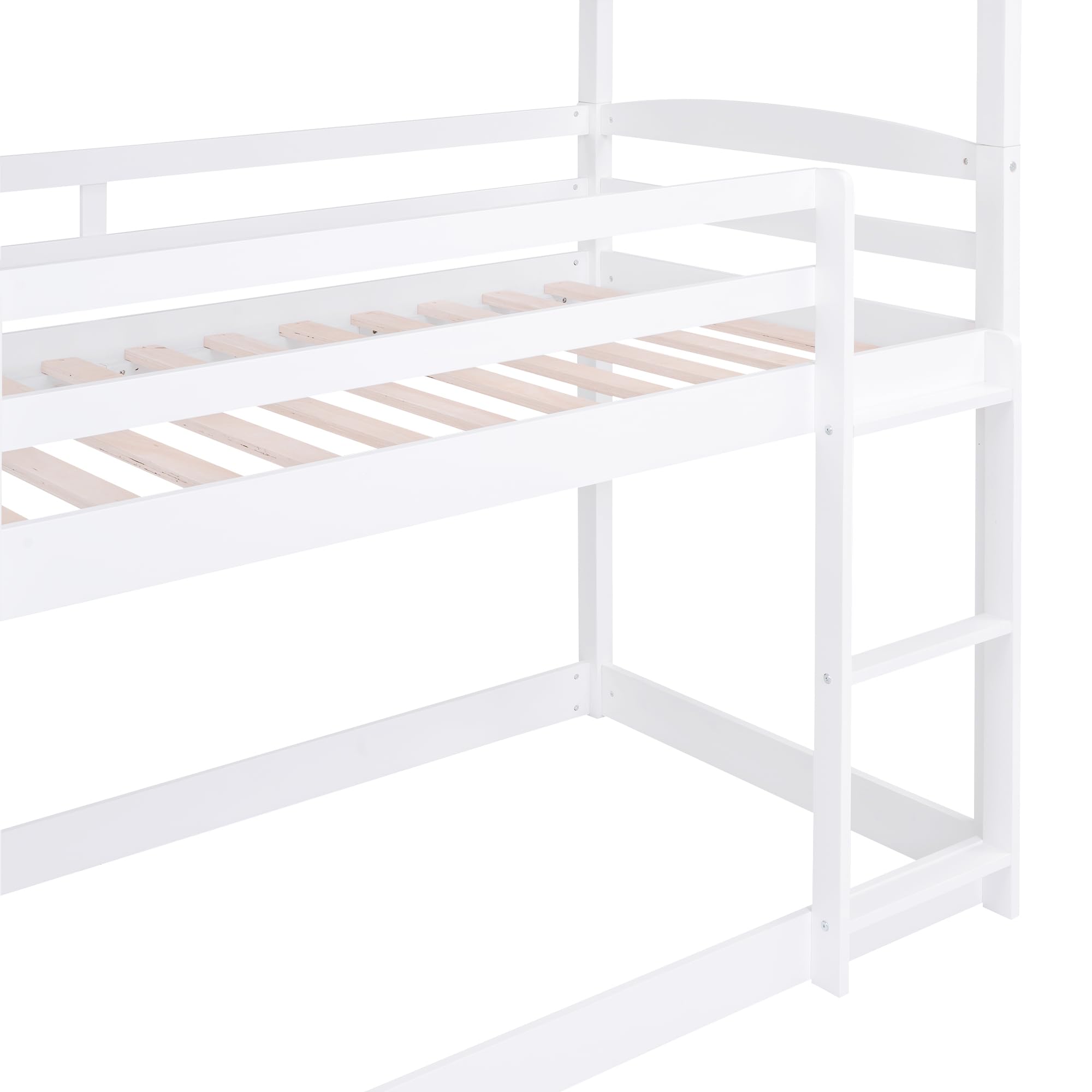 Merax Twin Triple Bunk Bed with Ladders, No Box Spring Needed,for Bedroom and Guestroom, Easily Convertible into One Twin Bed and One Twin over Twin Loft Bed, White