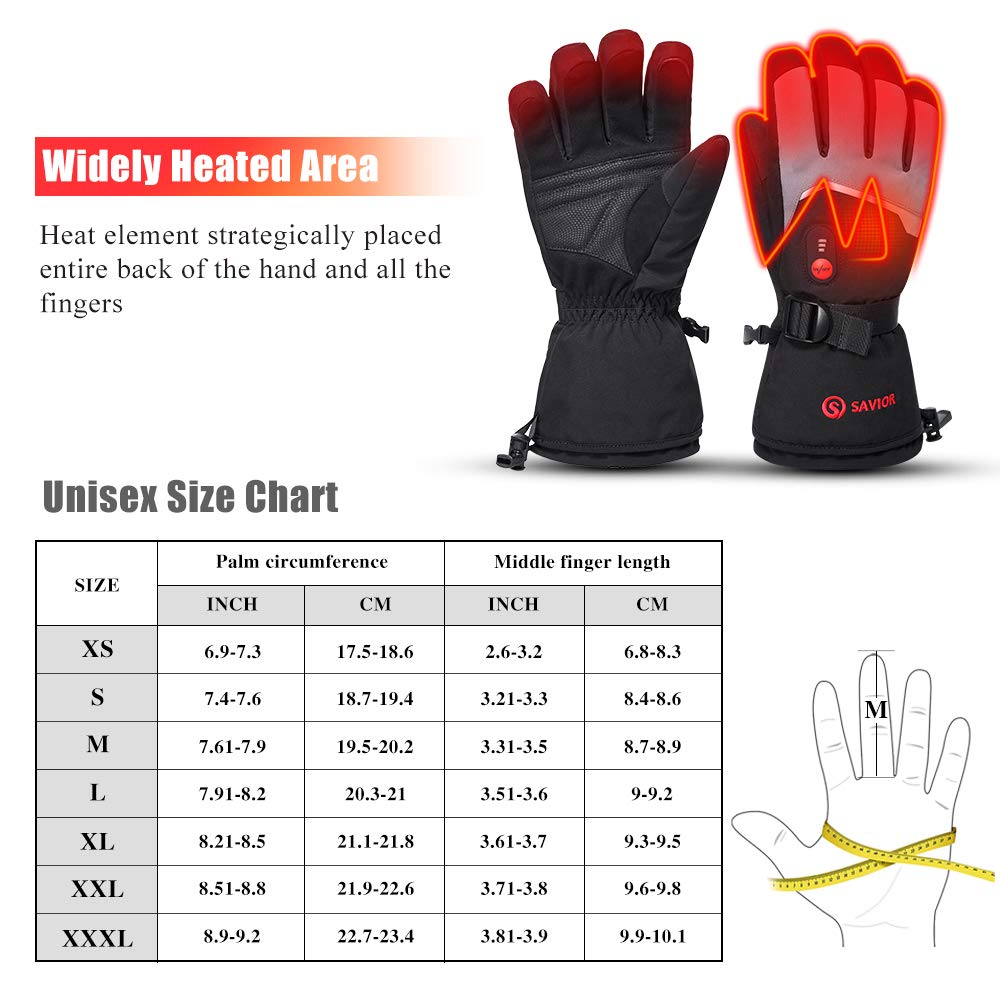 Rechargeable Heated Gloves Battery Electric Ski Gloves with 3 Heating Levels Touchscreen Waterproof Gloves for Men & Women