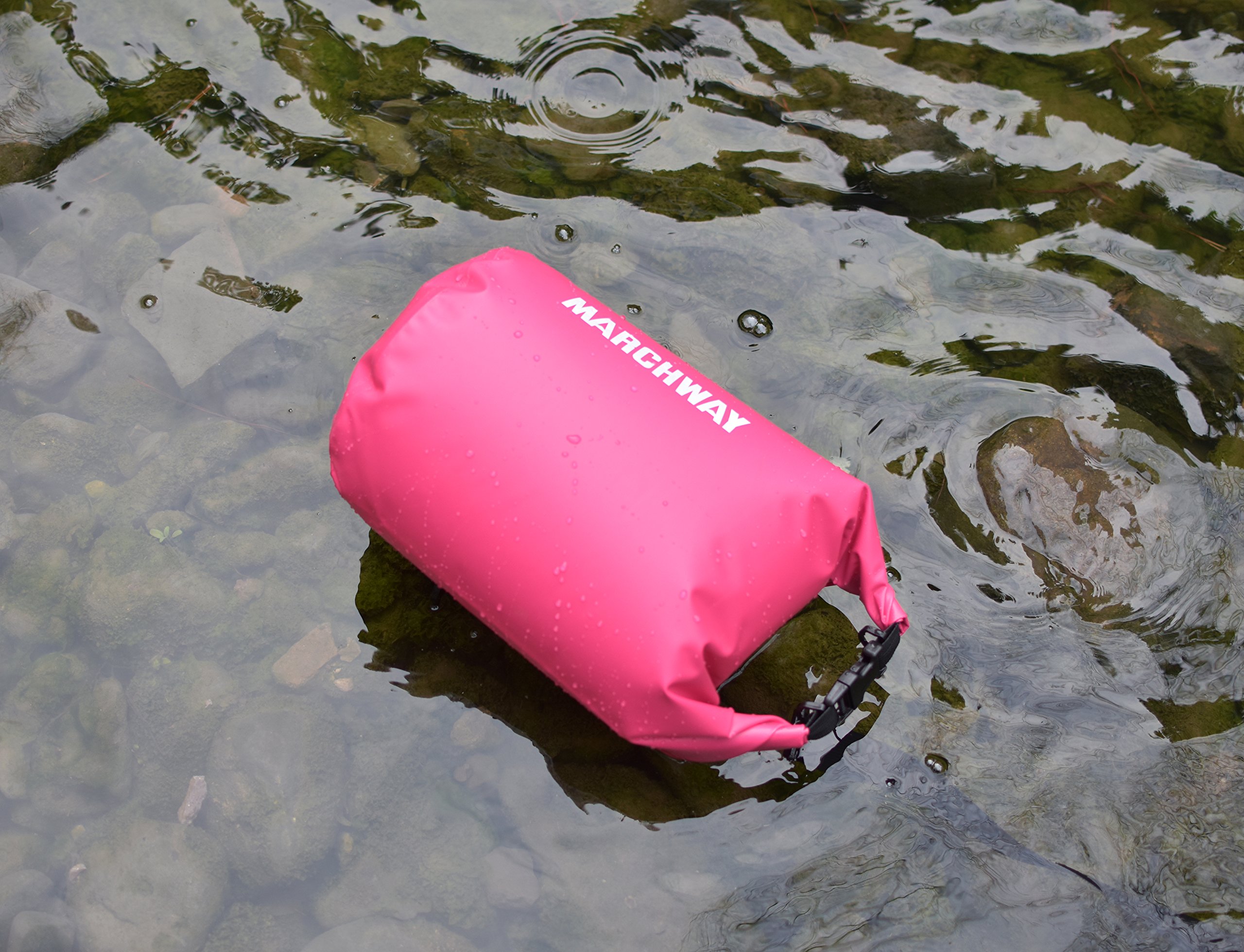 MARCHWAY Floating Waterproof Dry Bag Backpack 5L/10L/20L/30L/40L, Roll Top Sack Keeps Gear Dry for Kayaking, Rafting, Boating, Swimming, Camping, Hiking, Beach, Fishing (Pink, 20L)