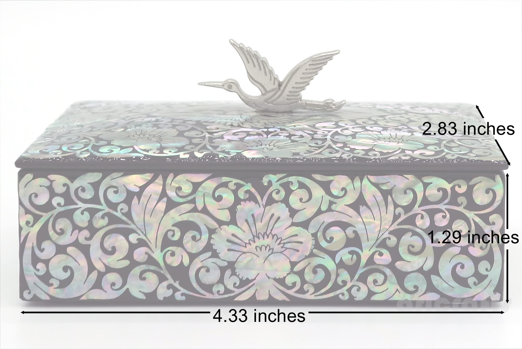 Mother of Pearl Nacre Lacquer Inlay Wooden Business Card Case, Business card Box, Desk Office Organizer, ID Box, Multi Box, Trinket Case