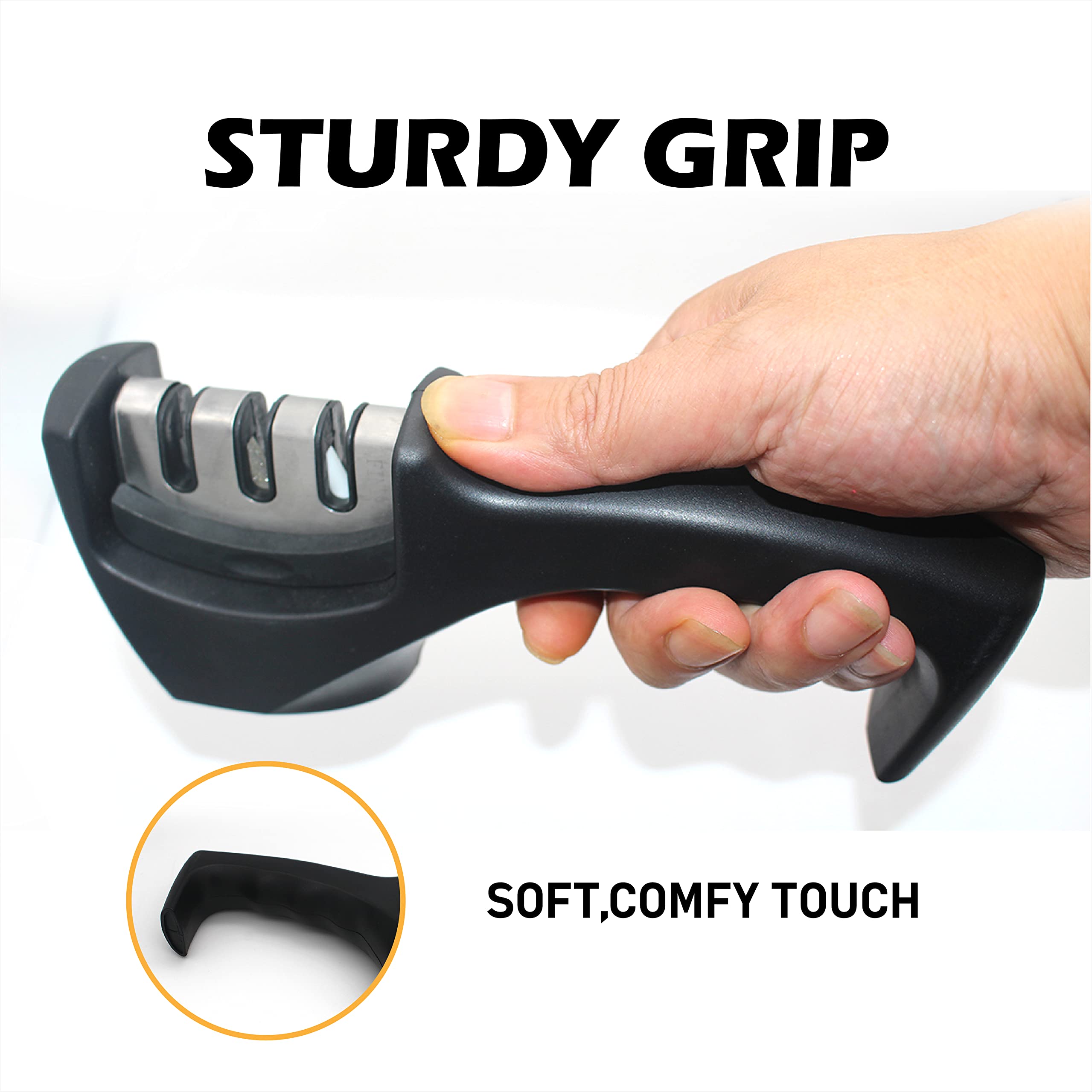 SafeFlame 3-Stage Knife Sharpener, Restore Kitchen Knives with 3 Sharpening Stages, Repair, Sharpen, and Polish for Dull Blades, Professional Chef's Choice (KS-001)