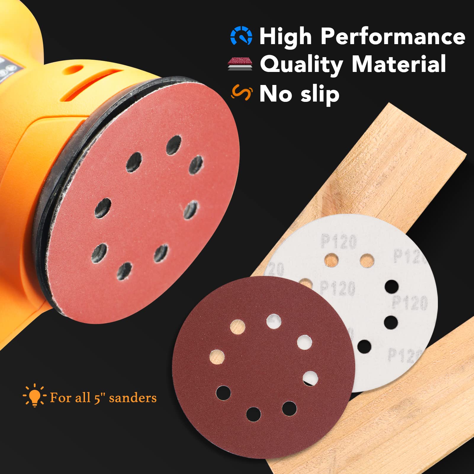 Sanding Discs, 100PCS Orbital Sander Sandpaper 40 60 80 120 180 240 320 400 600 800 Grit Assorted Hook and Loop Sanding Pads for Random Orbital Sander