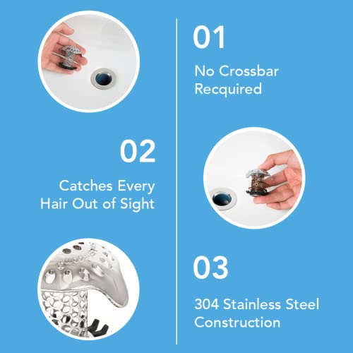 SinkShroom Ultra Revolutionary Bathroom Sink Drain Protector, Stainless Steel with Stopper