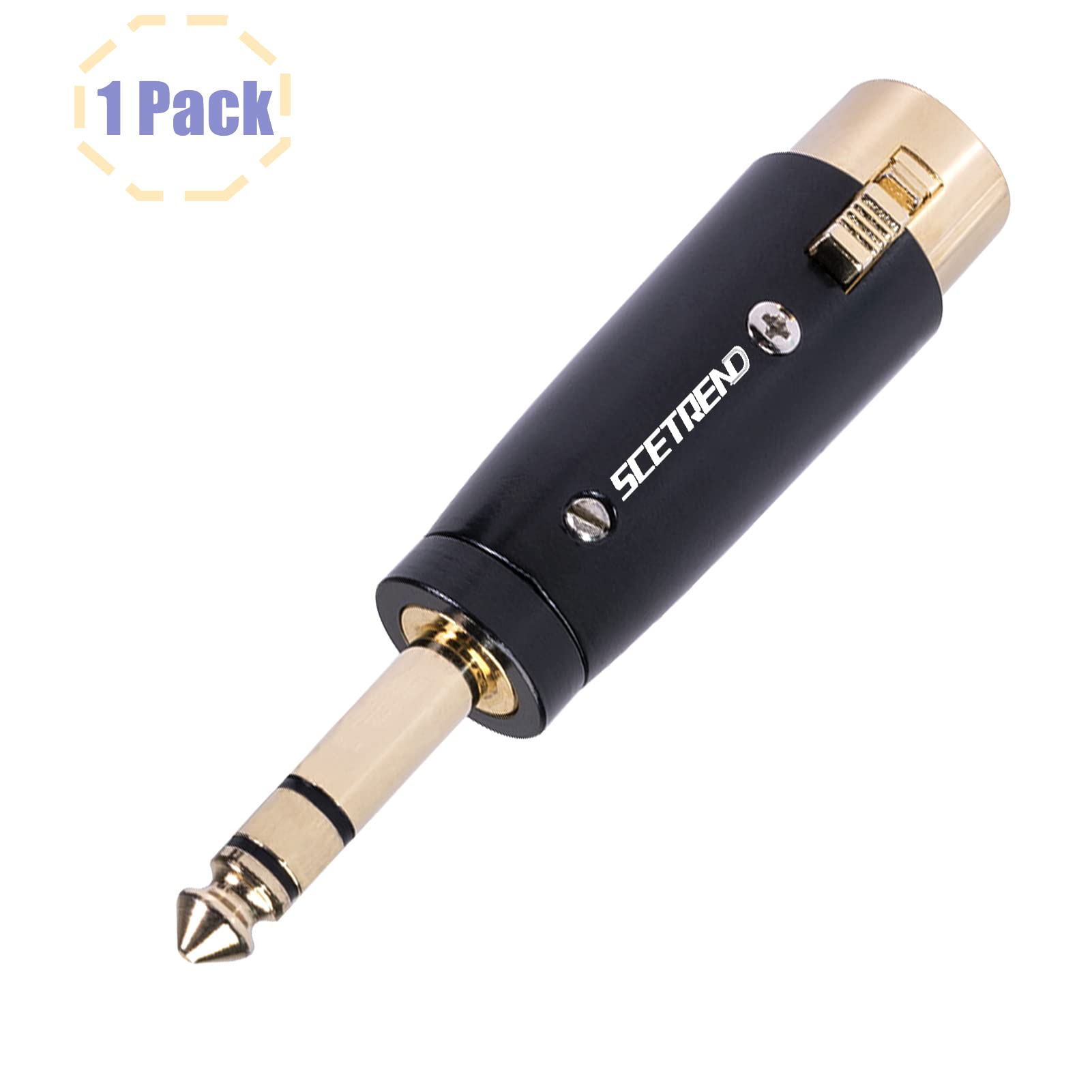 SCETREND 1/4 to XLR Female Adapter XLR 3 Pin Female to 1/4 Inch TRS Gold Plated Stereo Balanced Audio Adapter Connector - 1 Pack