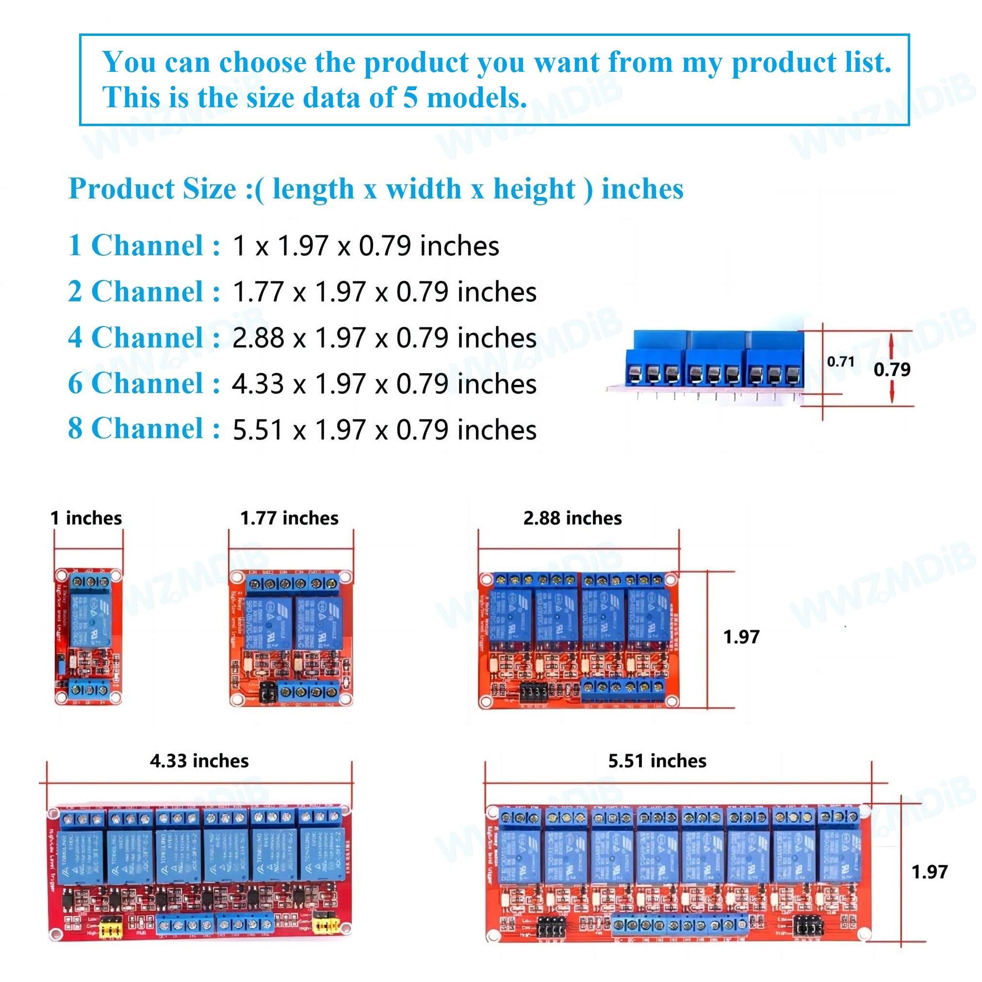 WWZMDiB【12Pcs, 5V, 1 Channel, Relay Board】Relay Module 1/2/4/6/8/16 Channel 5V 12V 24V with Optocoupler Isolation Support High and Low Level Trigger