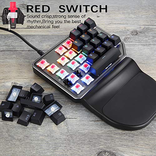 MOTOSPEED One-Handed Mechanical Mini Gaming Keypad 27 Keys, 9 LED Backlit USB Wired Mechanical Gaming Keyboard for Pro Keyboard Computer/PC/Desktop/Laptop