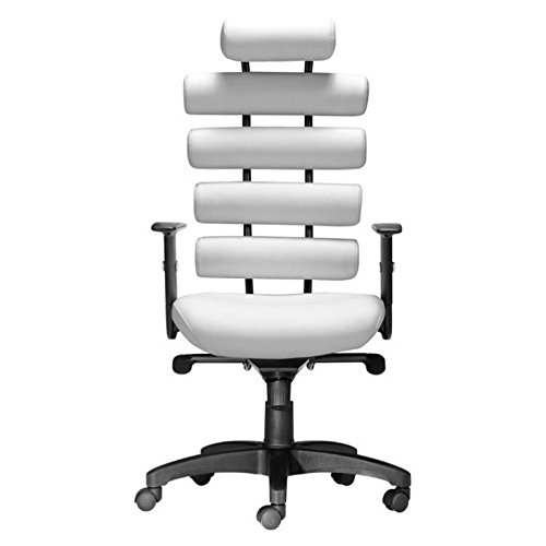 MAKLAINE Modern Faux Leather 48.5''H x 25''W x 23.5''D White Office Chair