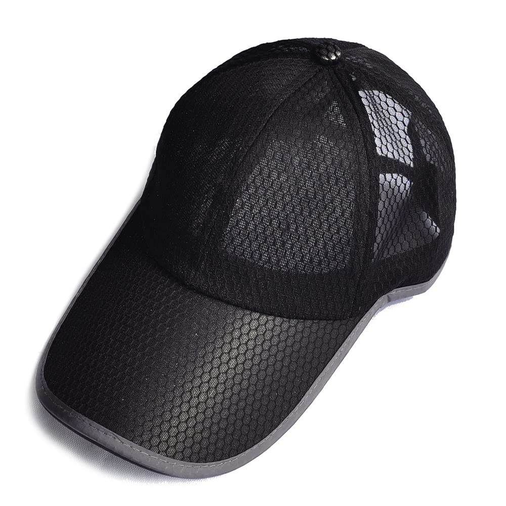 Sun Hat for Men Women Baseball Cap Dad Hat Adjustable Outdoor Sport Cap Breathable Quick Drying (Black + Light Green)