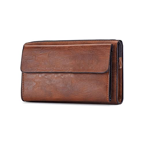 ZCMEB Men's Long Wallet Bank Card Holder Coin Purse Zipper Large Capacity PU Wallet Phone Bag